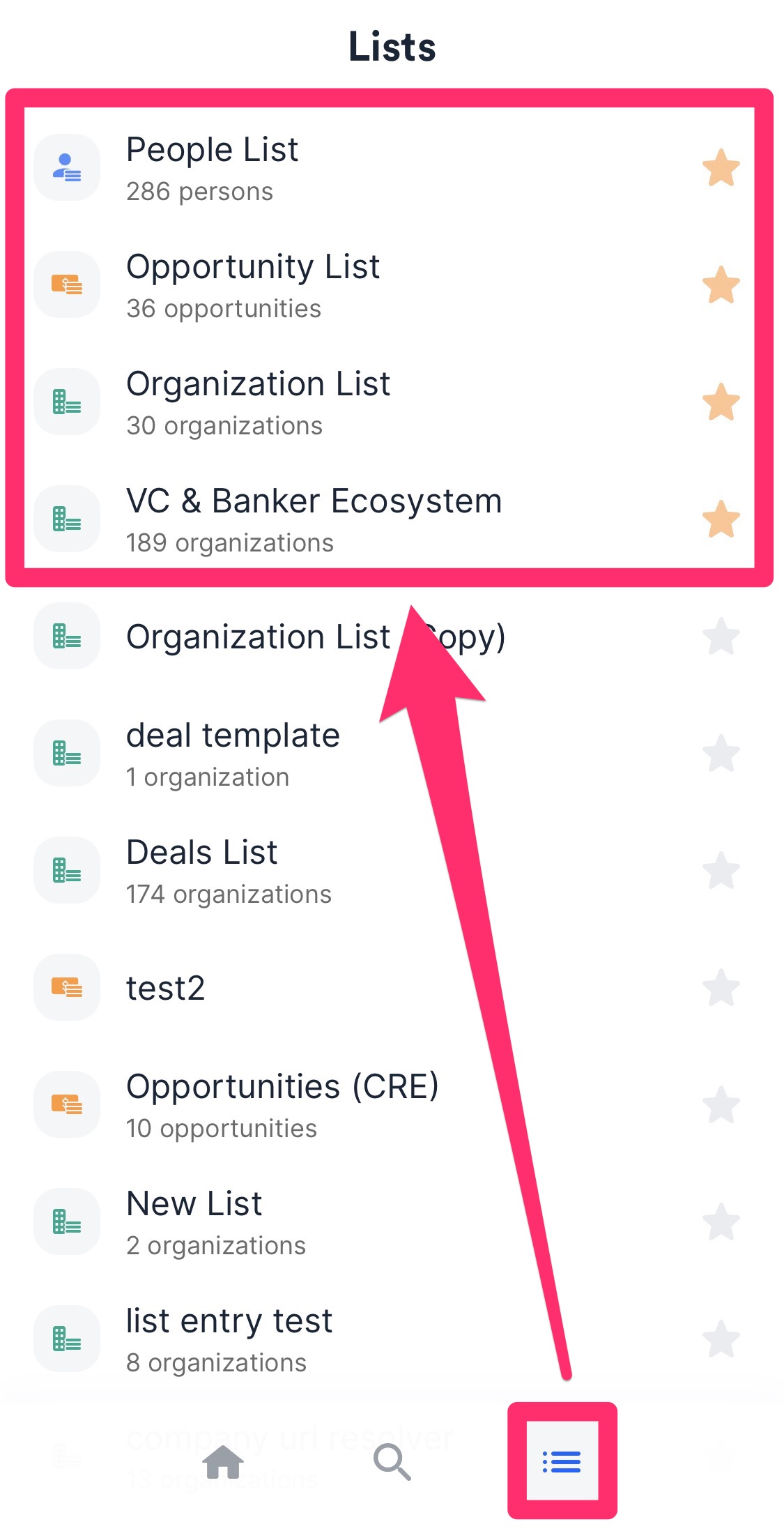 How to favorite lists