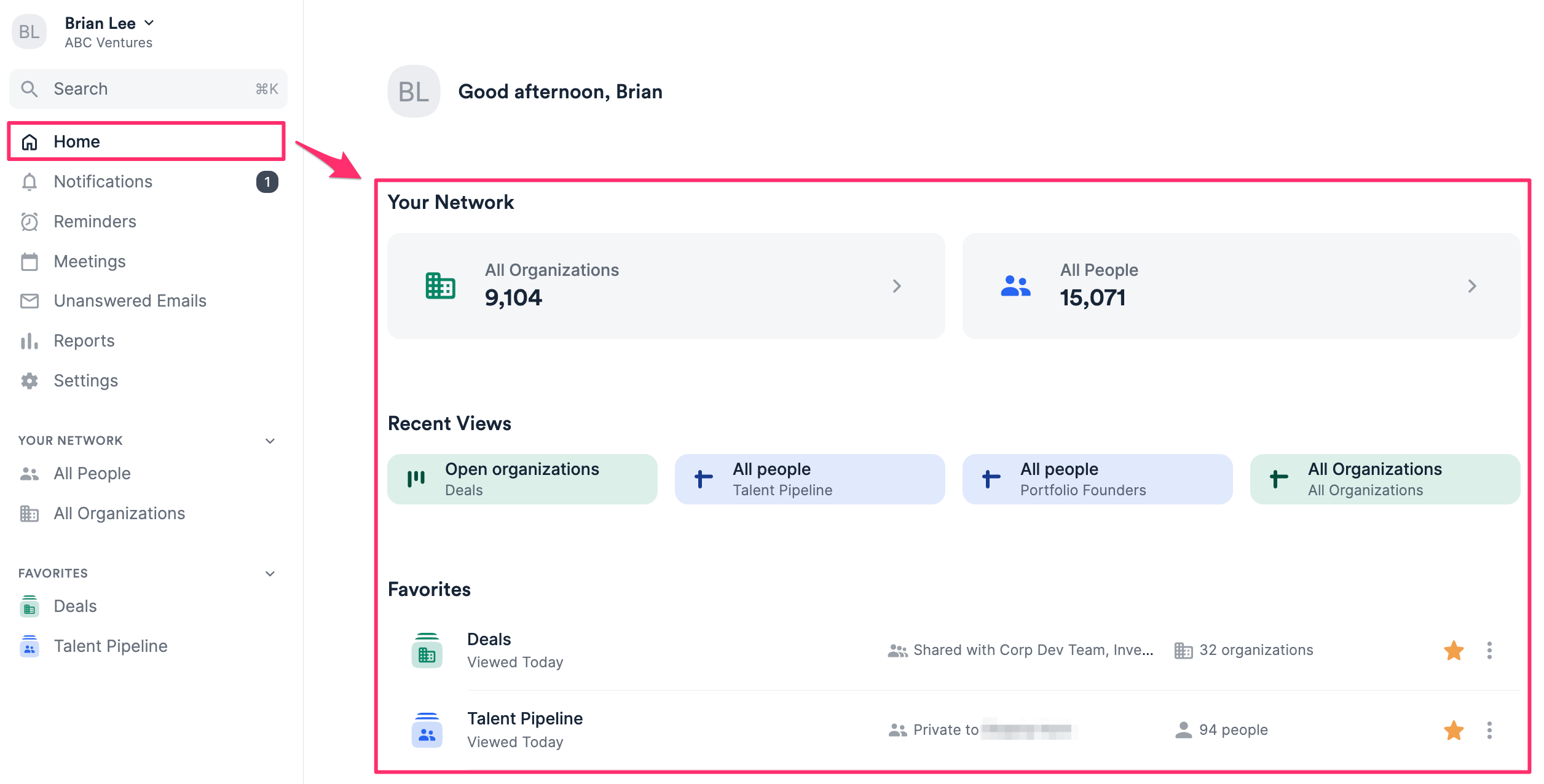 Overview of the global navigation bar and homepage in Affinity