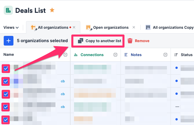 How to copy list entries from one list to another
