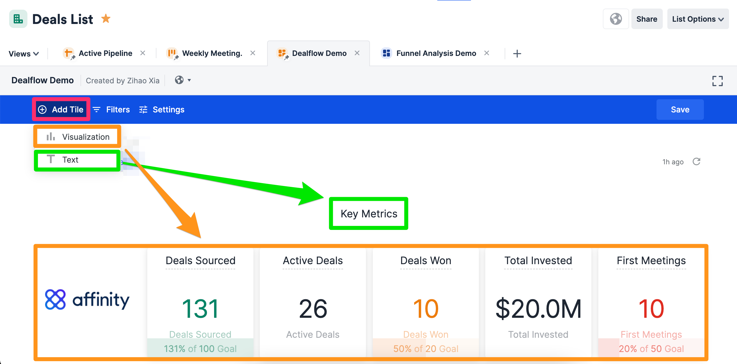 How to create and edit tiles in dashboard views