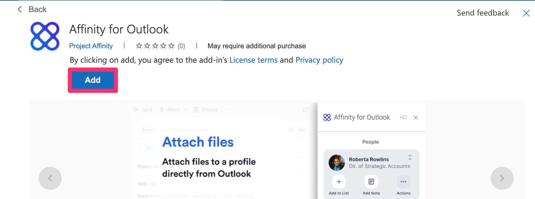 How to download Affinity's Outlook Add-in