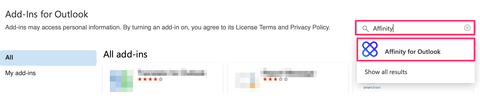 How to download Affinity's Outlook Add-in