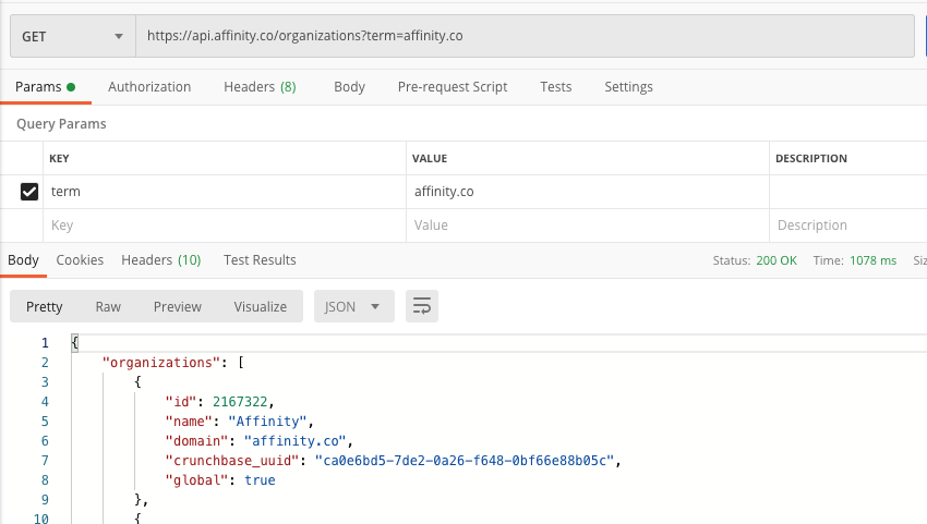 How to use Affinity's API to add an organization to an organization list