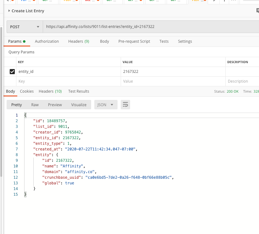 How to use Affinity's API to add an organization to an organization list