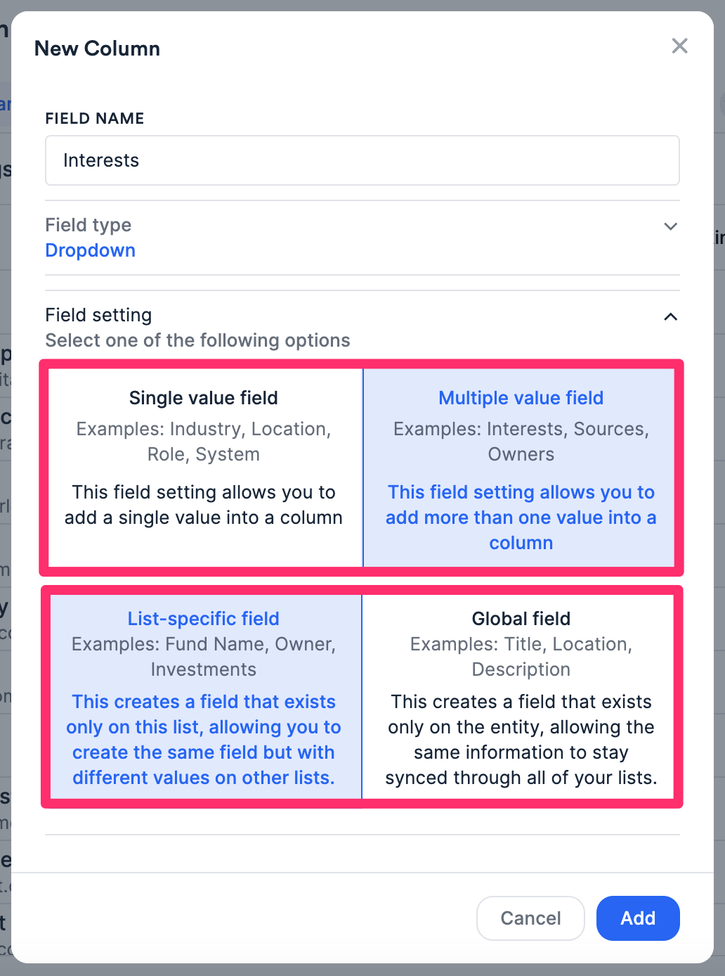 How to create a new column/field in a list