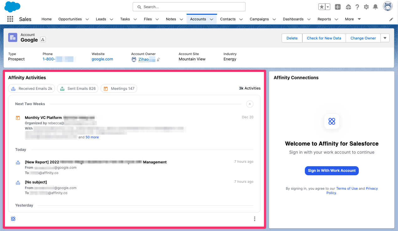 How to use Affinity for Salesforce
