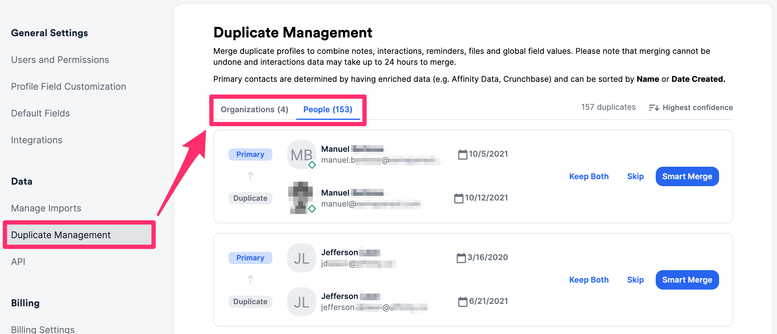 How to merge duplicates