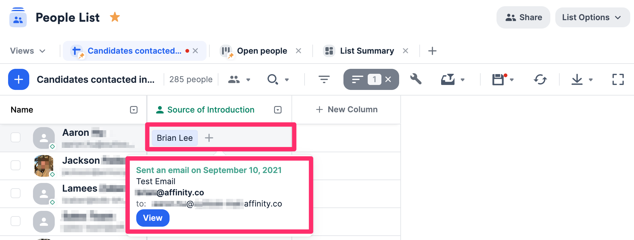 How to track introductions in Affinity