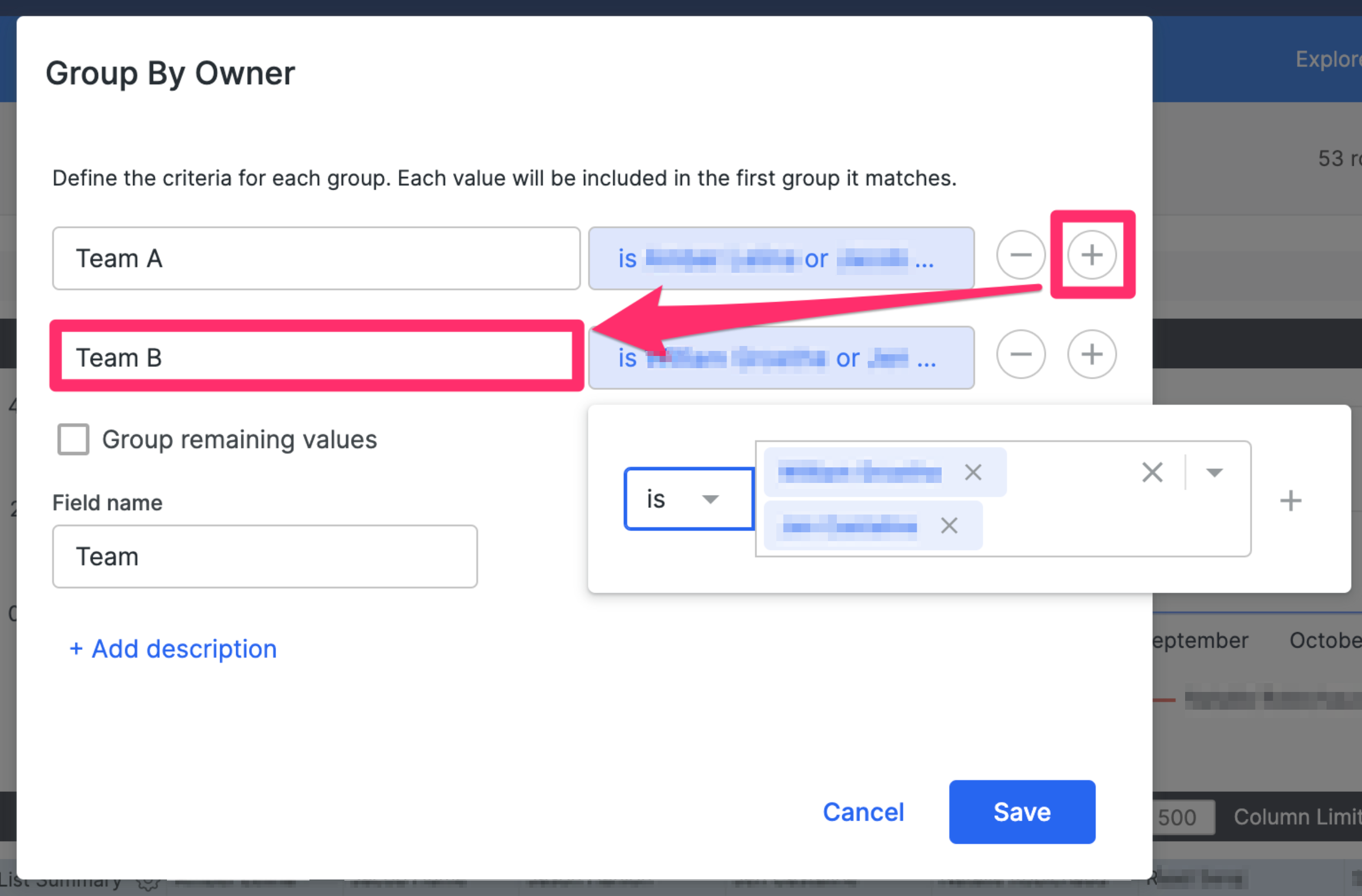 How to create custom groups in dashboard views