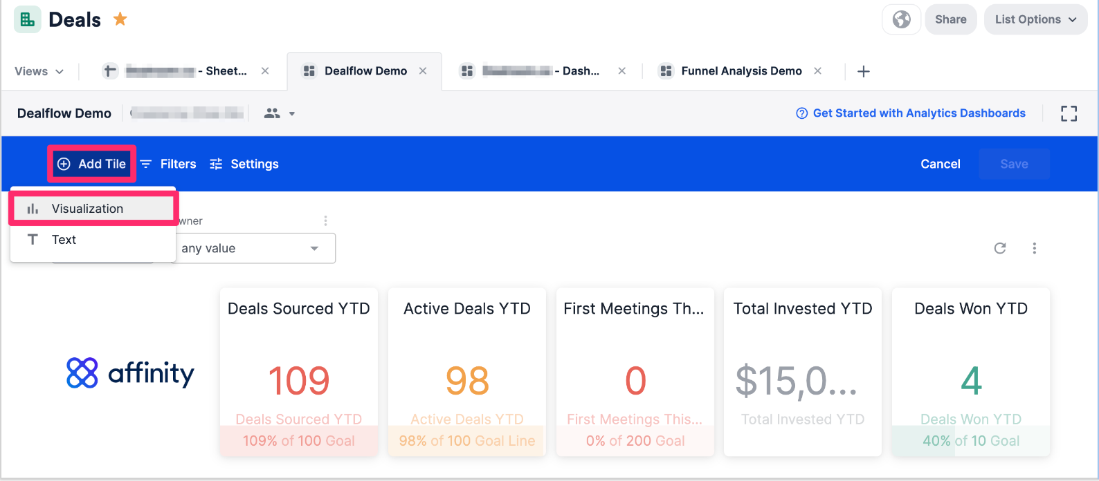 How to set and track goals using Affinity Analytics