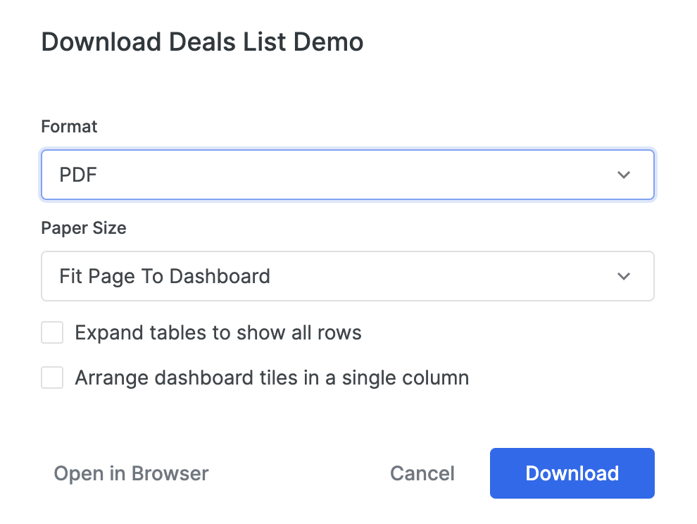 How to export dashboard views