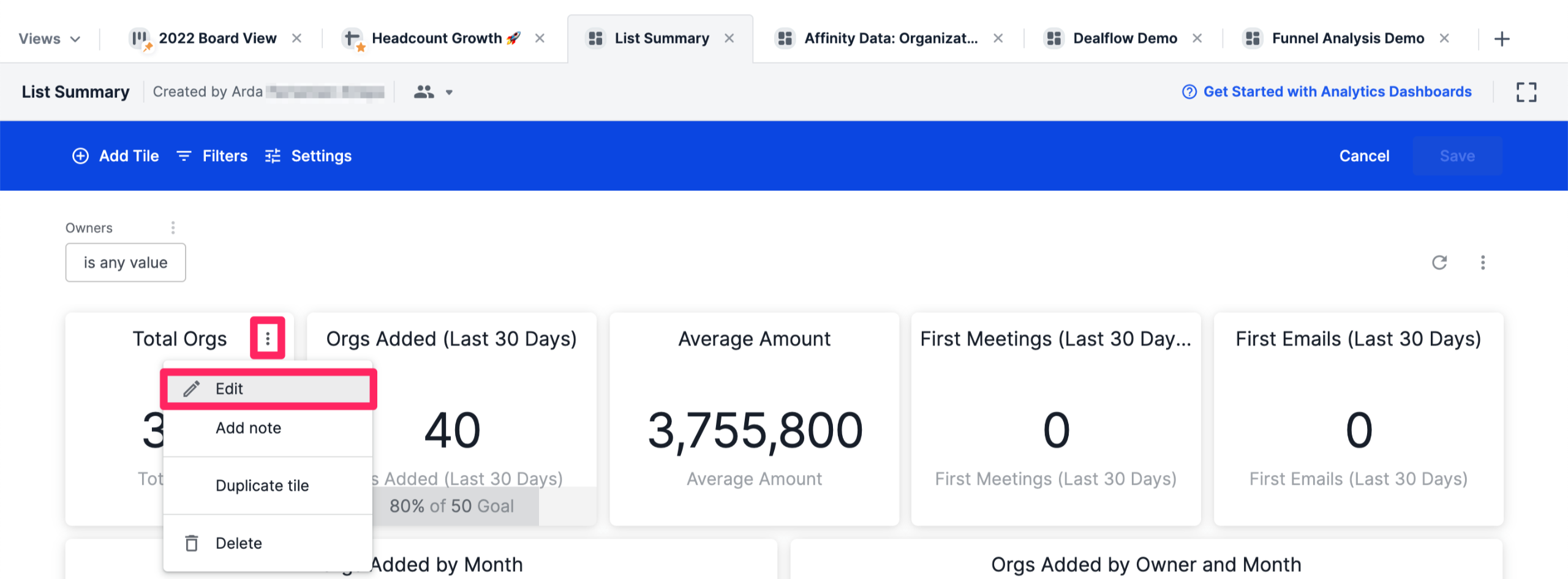 Affinity Analytics - List Summary Reports