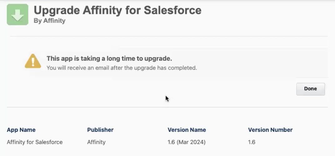 How to install/update Affinity's Managed Package in Salesforce
