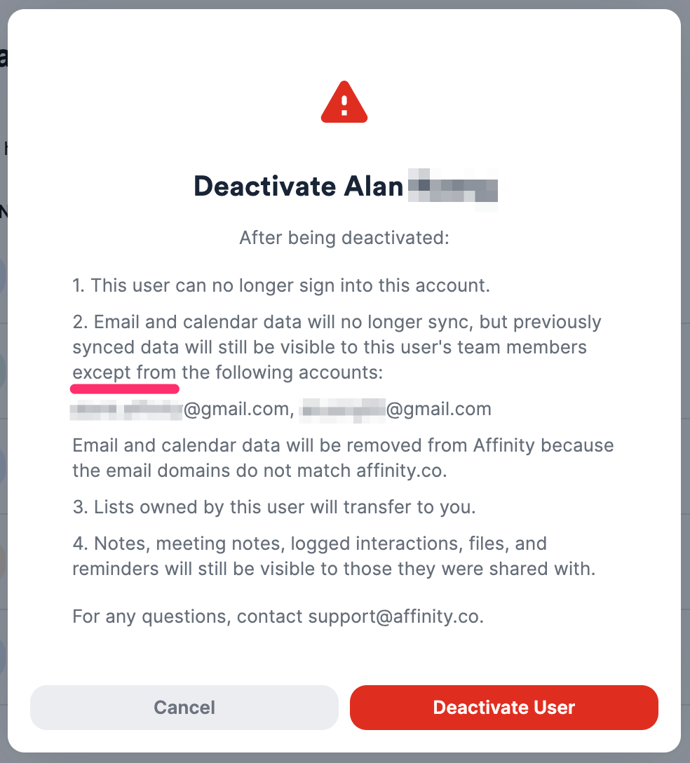 How to deactivate, reactivate, or remove users from your Affinity account