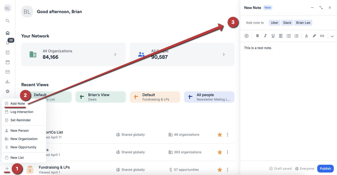 How to add and view notes in Affinity