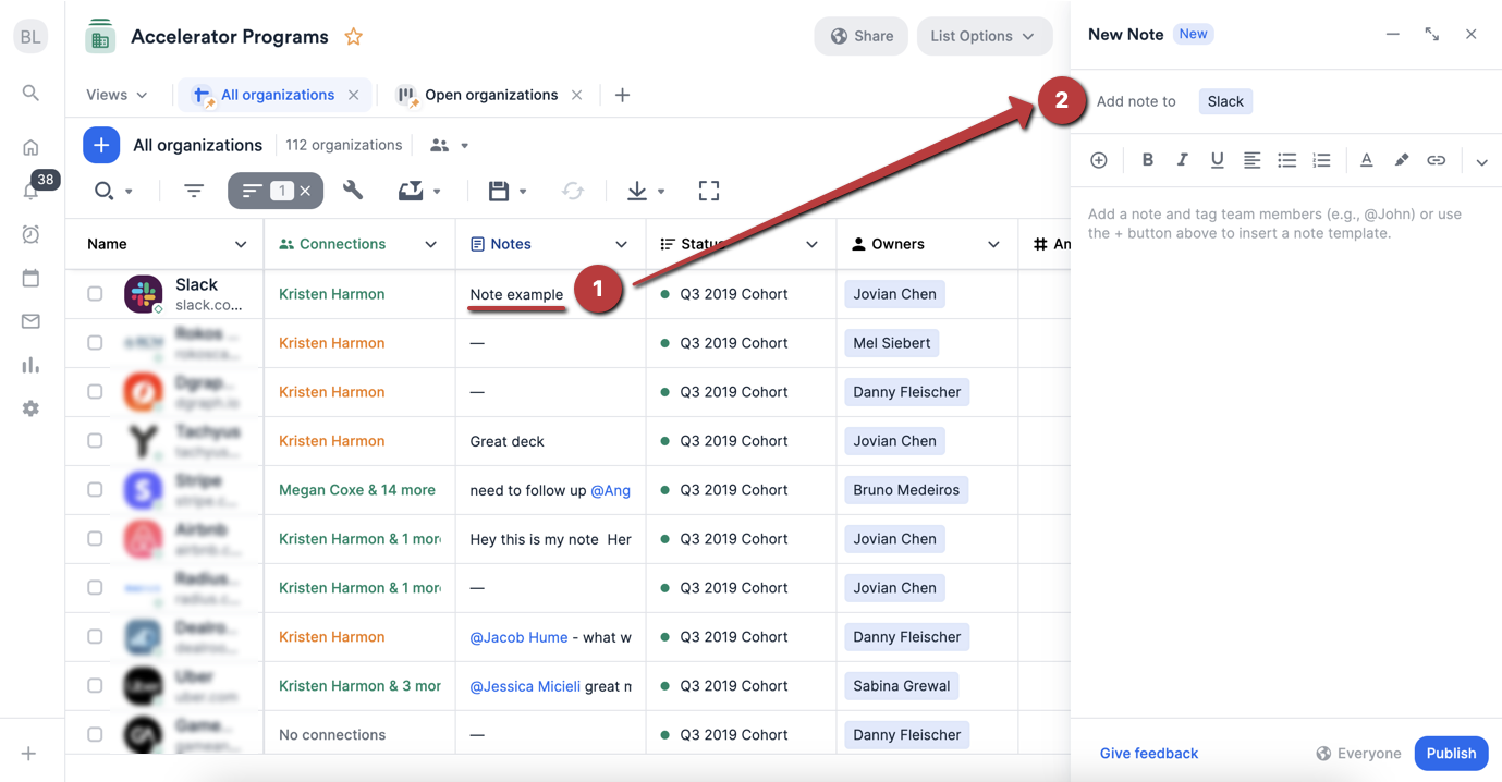 How to add and view notes in Affinity