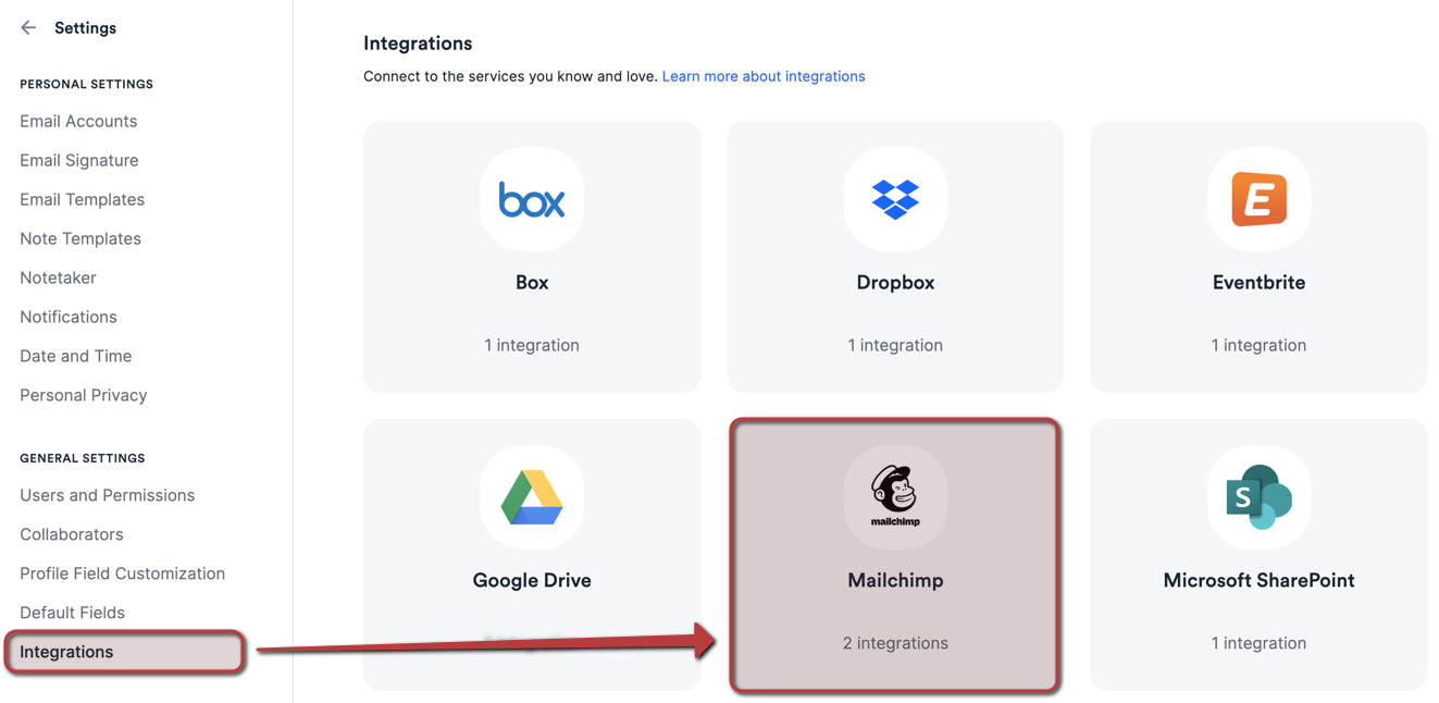 How to integrate Affinity with Mailchimp