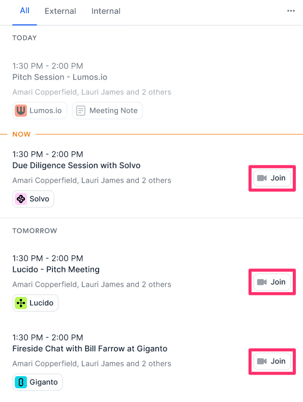 How to access your meetings directly within Affinity