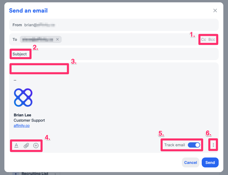 How to send emails and file attachments through Affinity