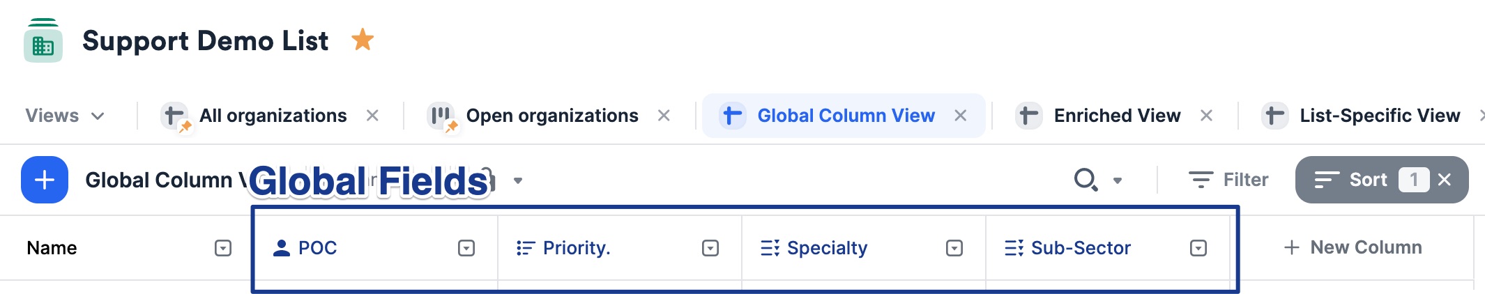 Enriched, Global, and List-specific Fields