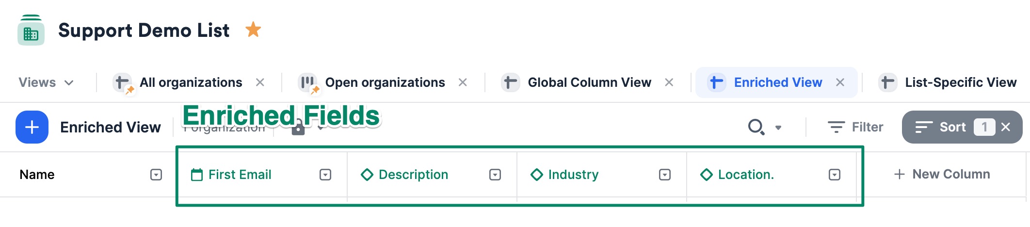 Enriched, Global, and List-specific Fields