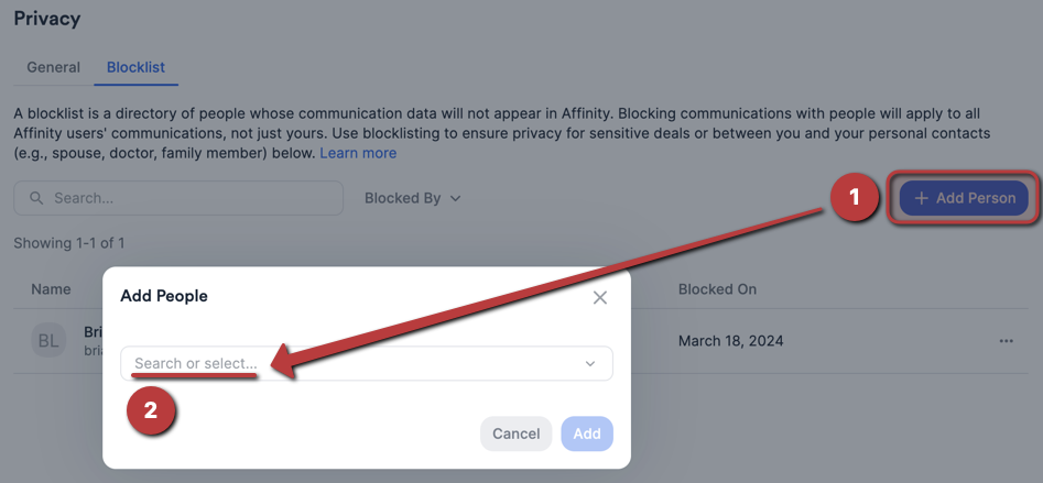 Setting up your privacy preferences in Affinity