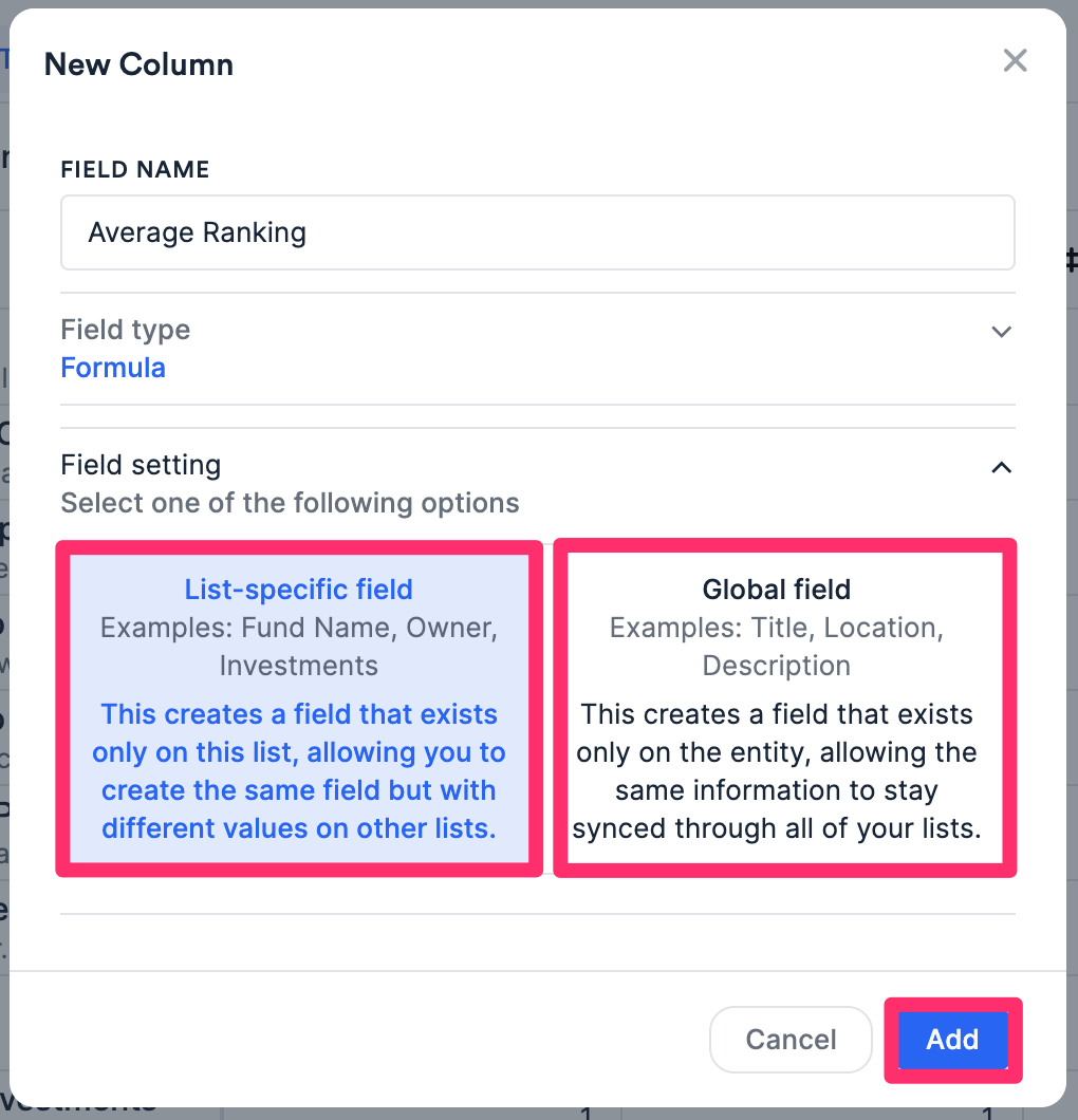 How to create list calculations using the formula field