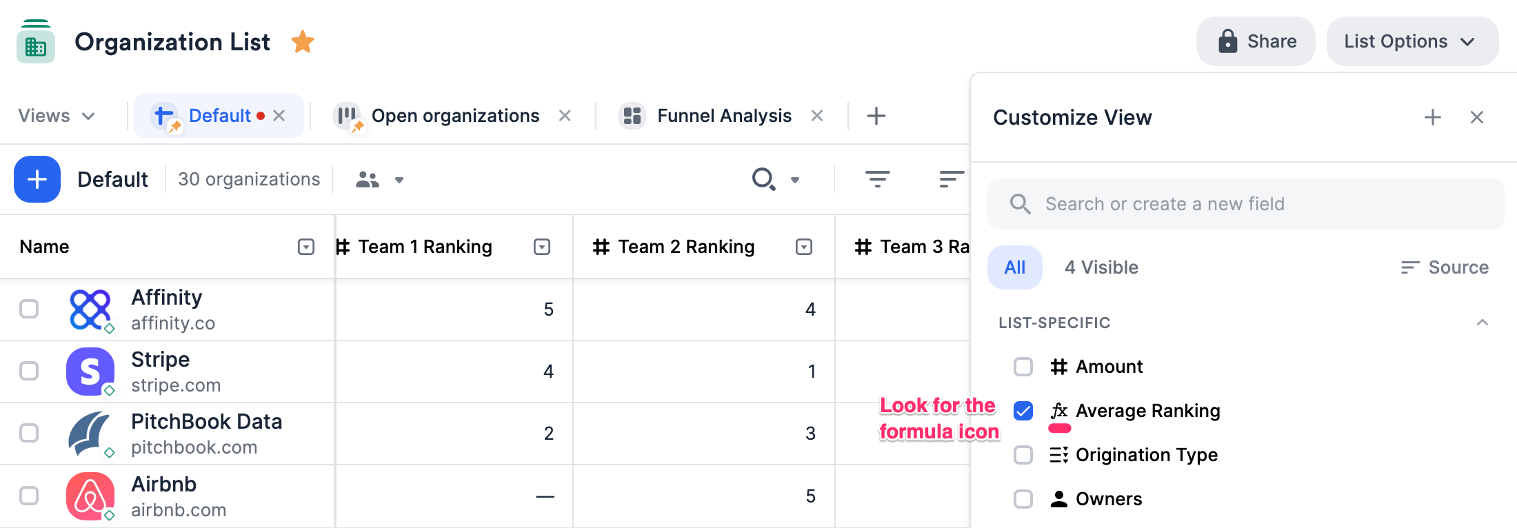 How to create list calculations using the formula field