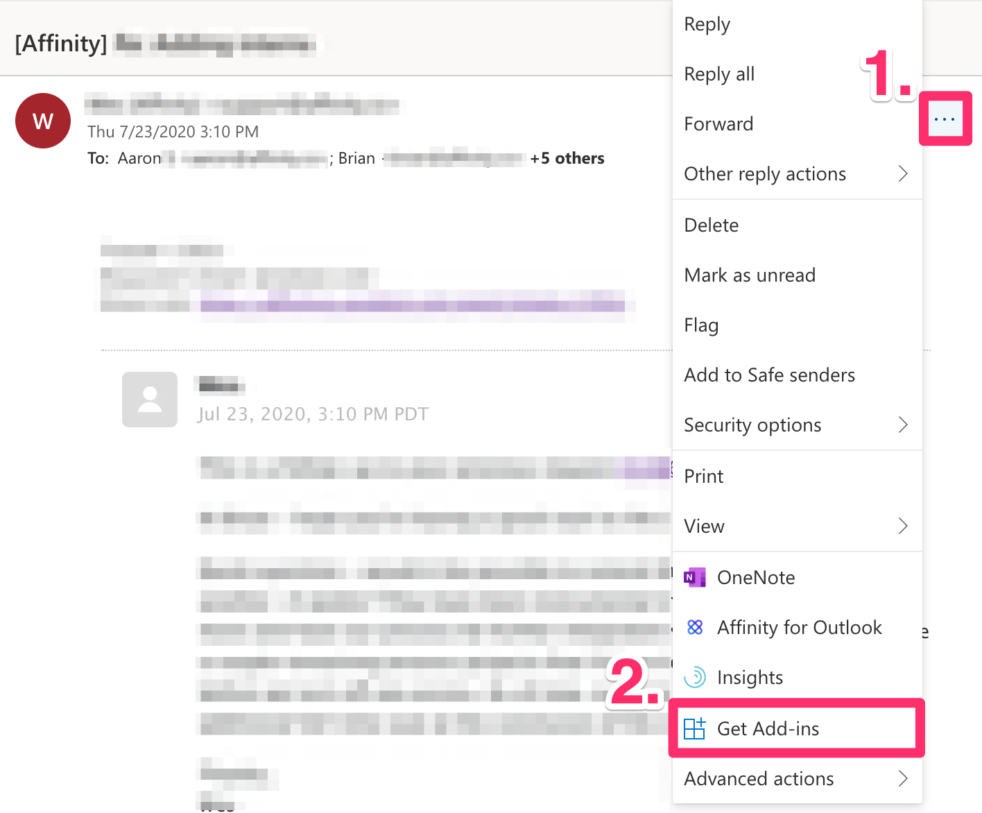 How to download Affinity's Outlook Add-in