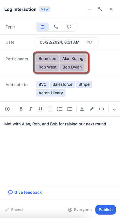 How to log interactions into Affinity