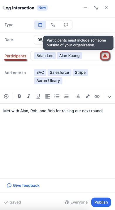 How to log interactions into Affinity