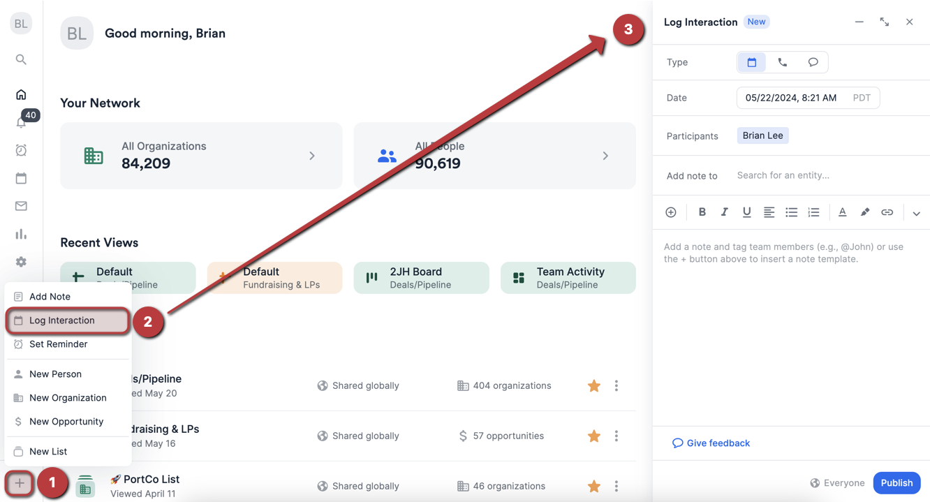 How to log interactions into Affinity