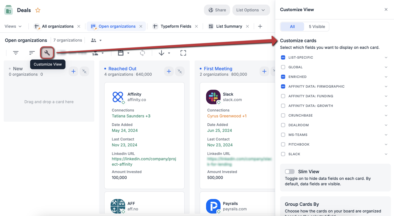 How to use board views in Affinity