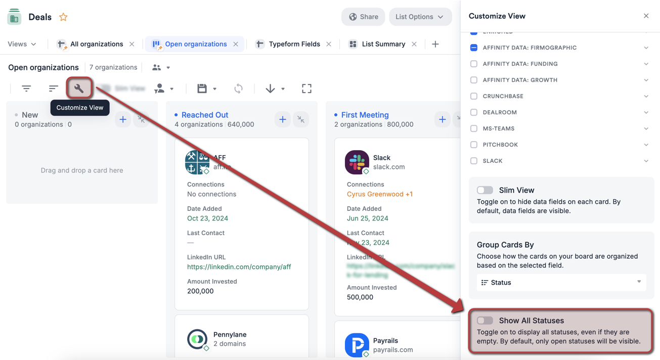 How to use board views in Affinity